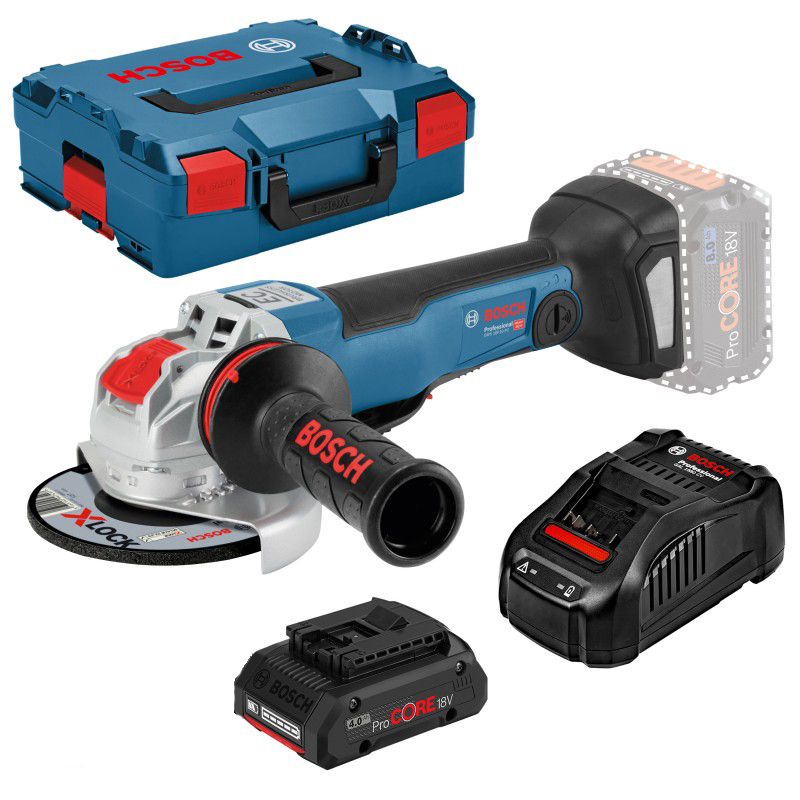 Amoladora 4 1/2" BOSCH GWX 18V-10 PC XLOCK / 1-BATERIA PROCORE 4 AMP / BOSCH- | CONSTRUHERRAMIENTAS